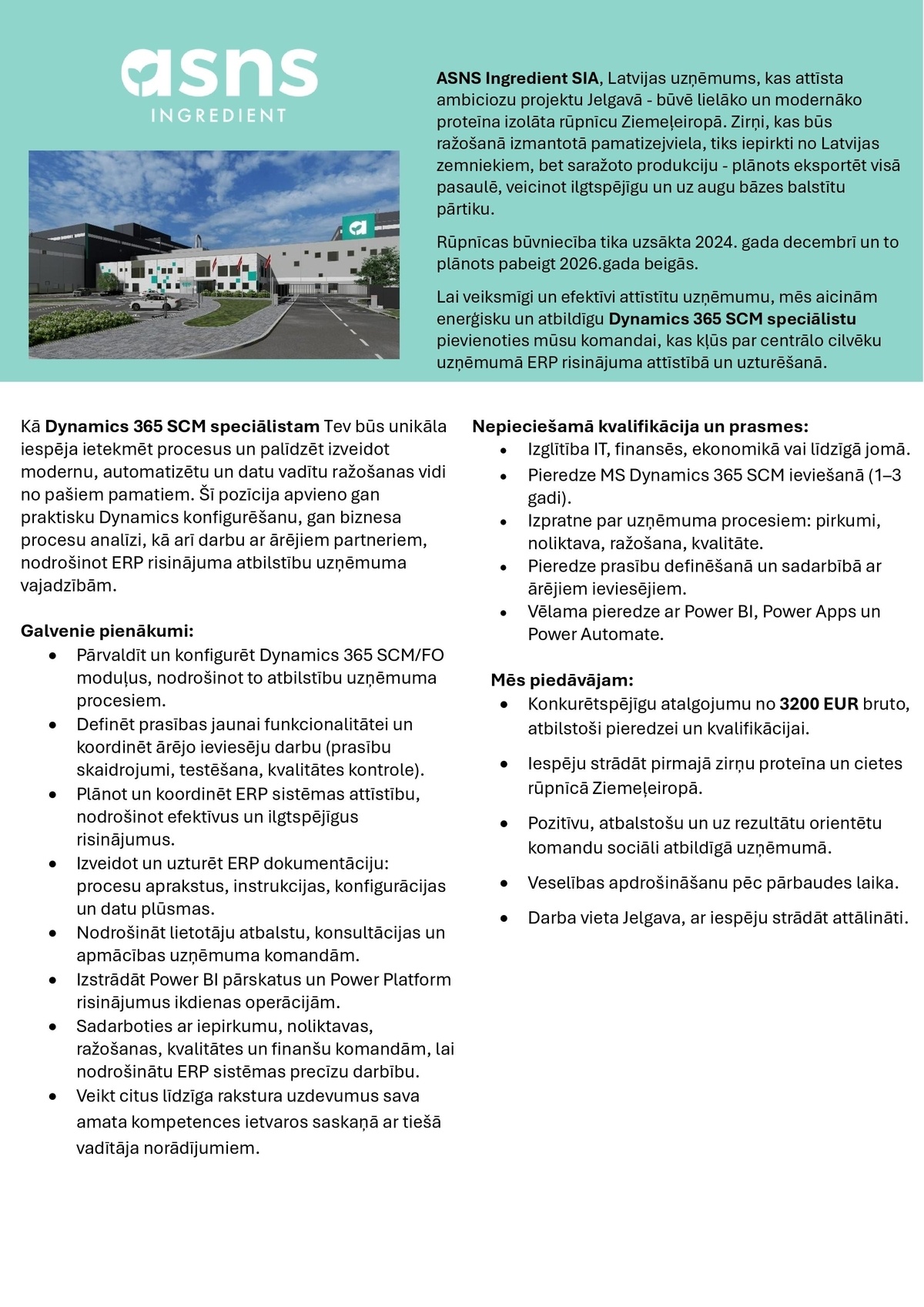 Dynamics 365 SCM speciālists/-e, 2025-11-27